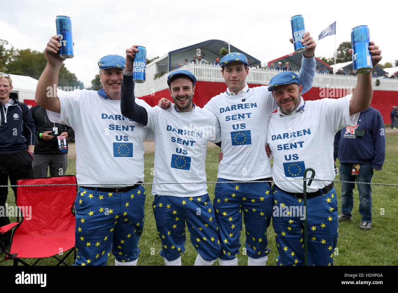 Europe fans cheer on their side during a practice session ahead of the ...