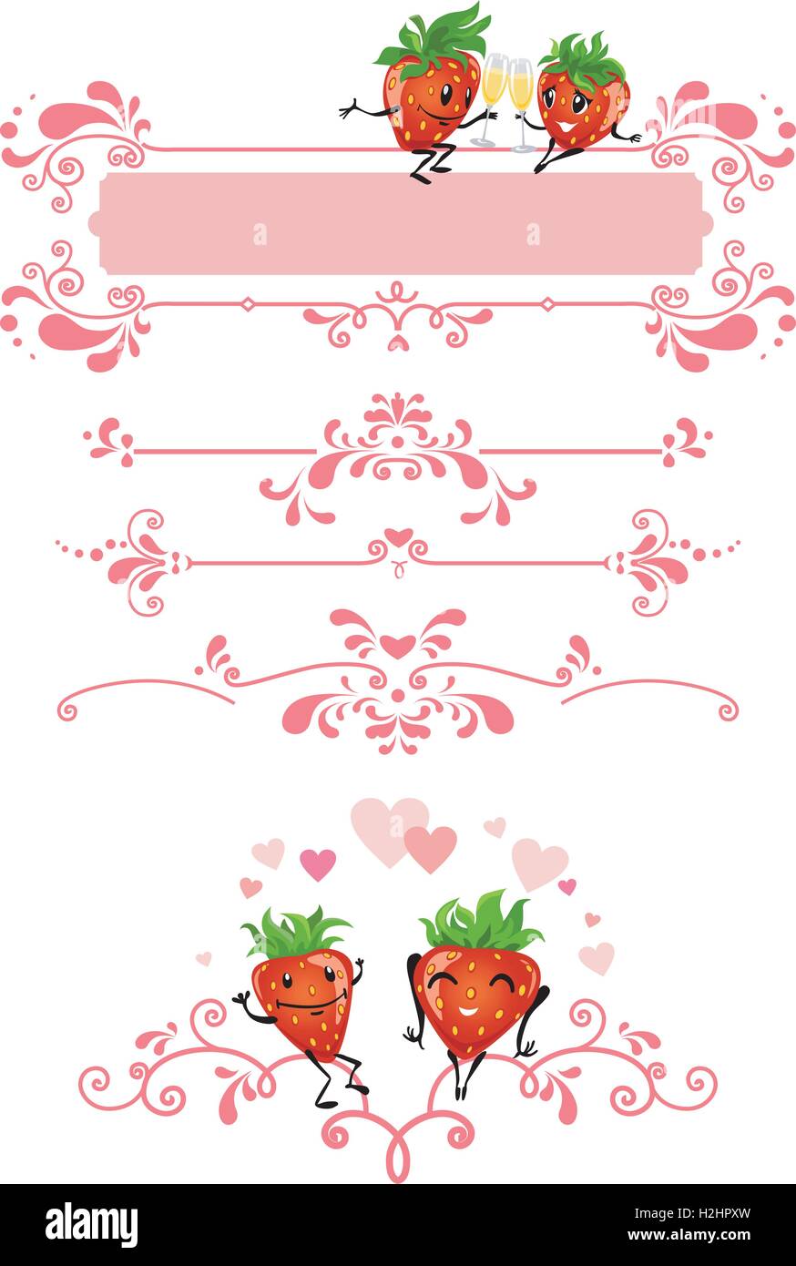 Cartoon strawberry and pink decorations Stock Vector Image & Art - Alamy
