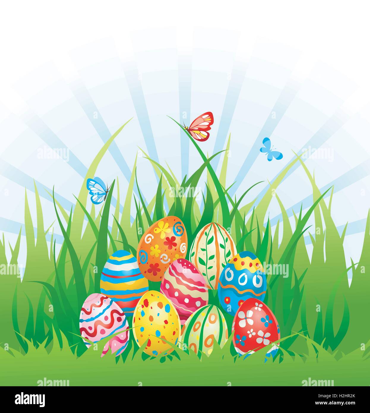 Eggs on grass Stock Vector Image & Art - Alamy