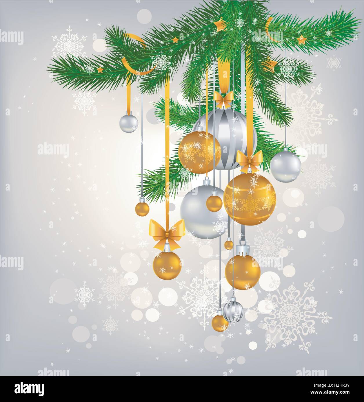Silver christmas bauble pine Stock Vector Images - Alamy