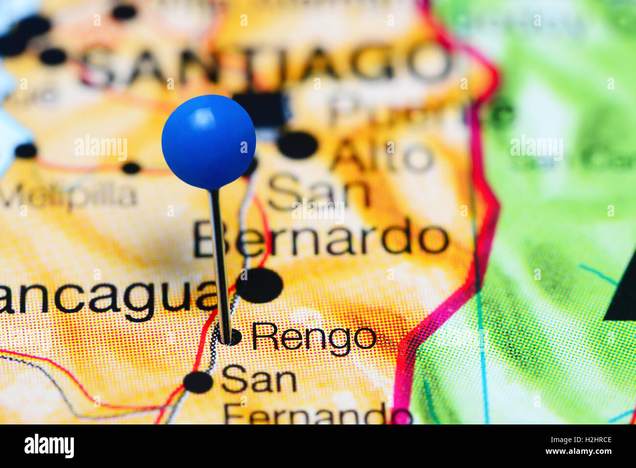 Rengo pinned on a map of Chile Stock Photo - Alamy