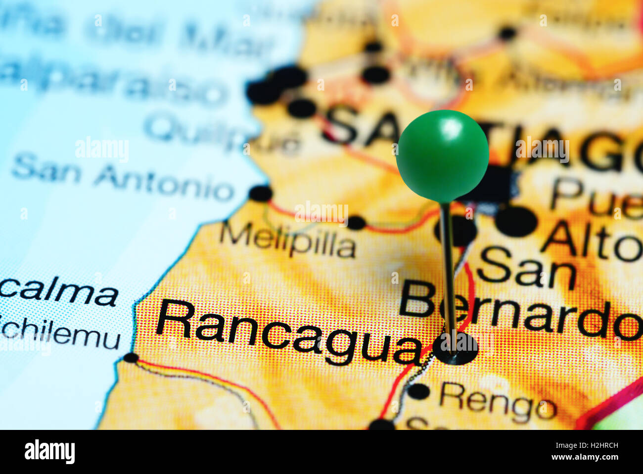 Rancagua pinned on a map of Chile Stock Photo - Alamy