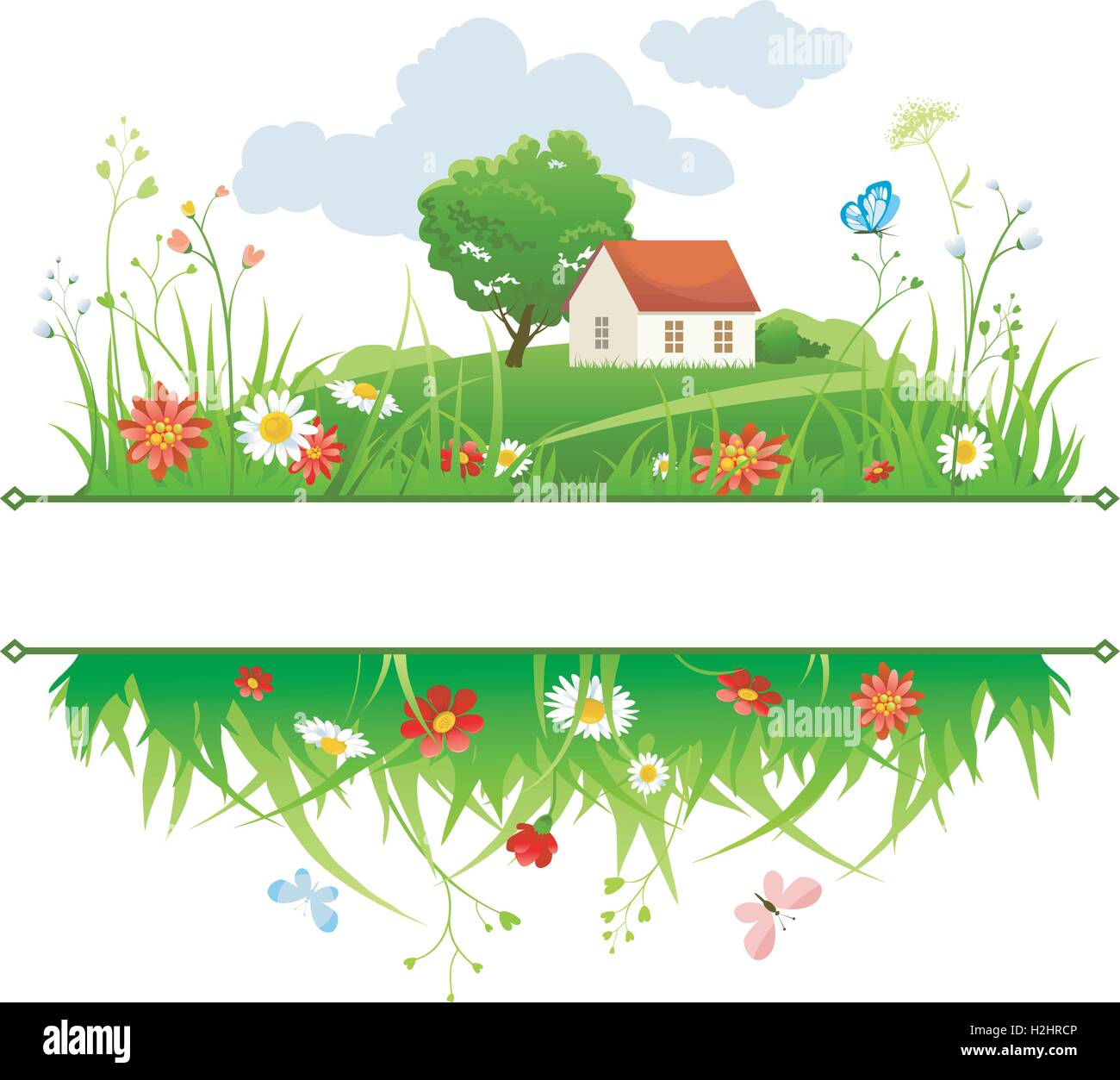 Butterfly and flower scenery view Stock Vector Images - Alamy