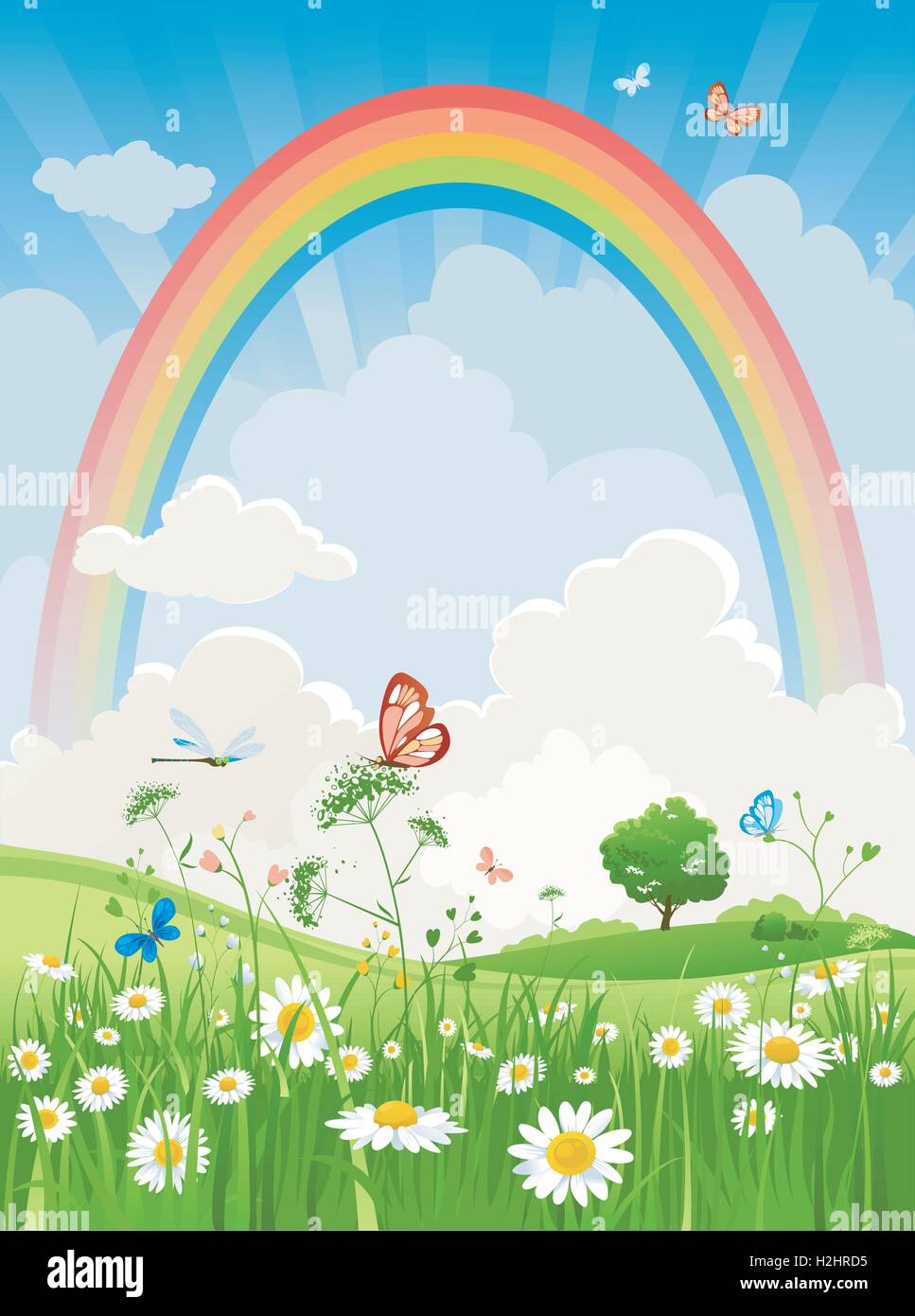 Summer day with rainbow Stock Vector Image & Art - Alamy