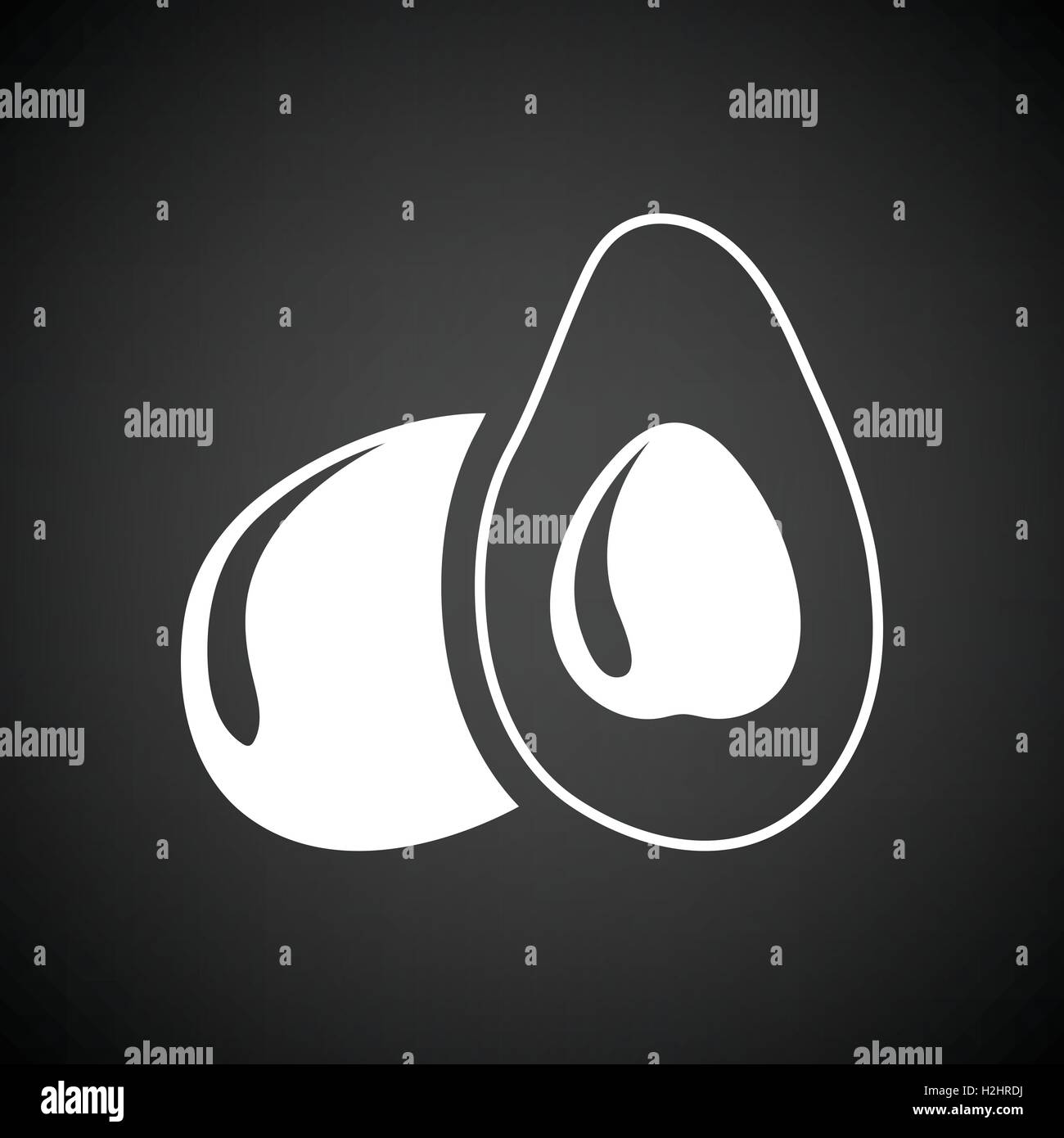 Avocado icon. Black background with white. Vector illustration Stock ...