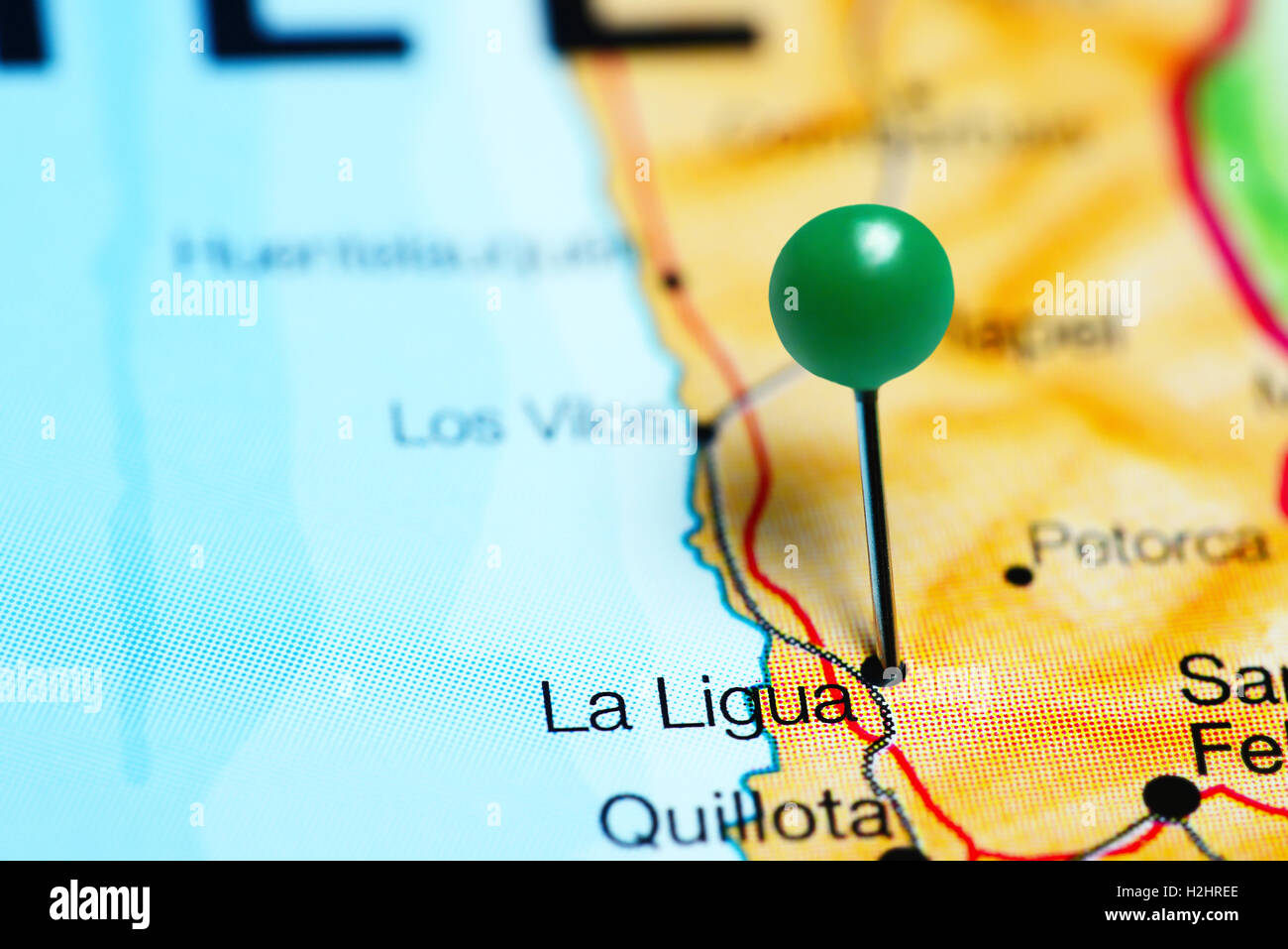 La Ligua pinned on a map of Chile Stock Photo - Alamy
