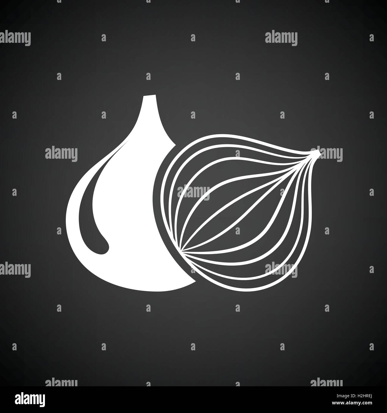 Onion icon. Black background with white. Vector illustration Stock ...