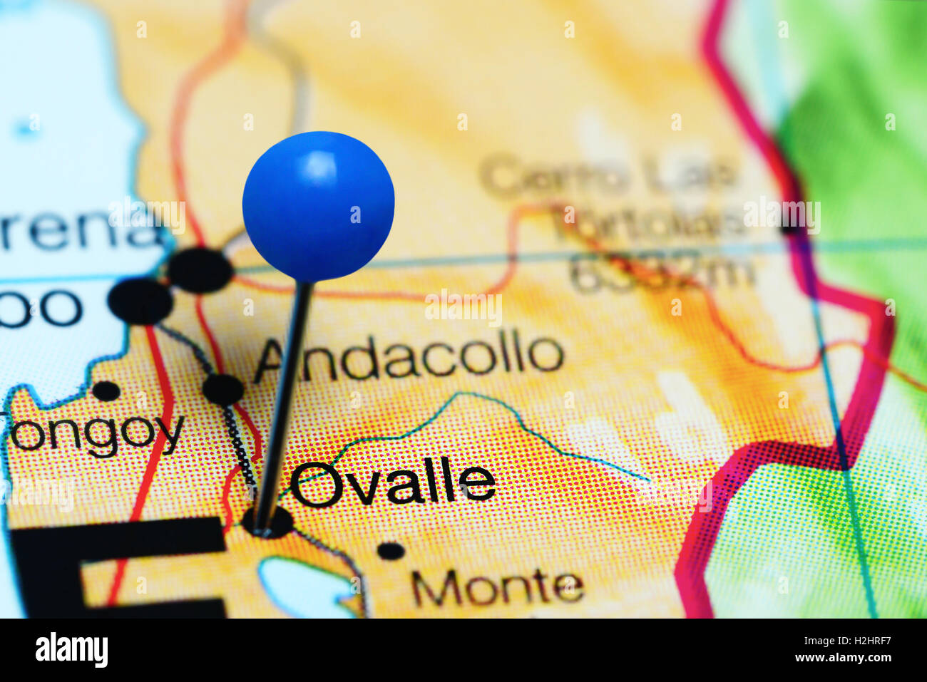 Ovalle pinned on a map of Chile Stock Photo - Alamy