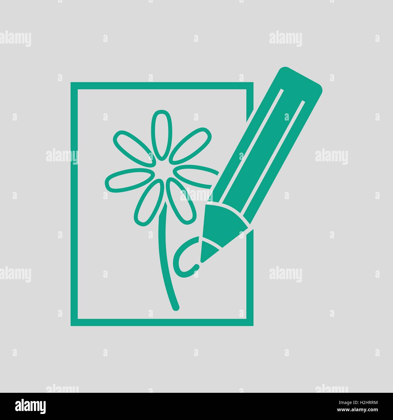Sketch with pencil icon. Gray background with green. Vector ...