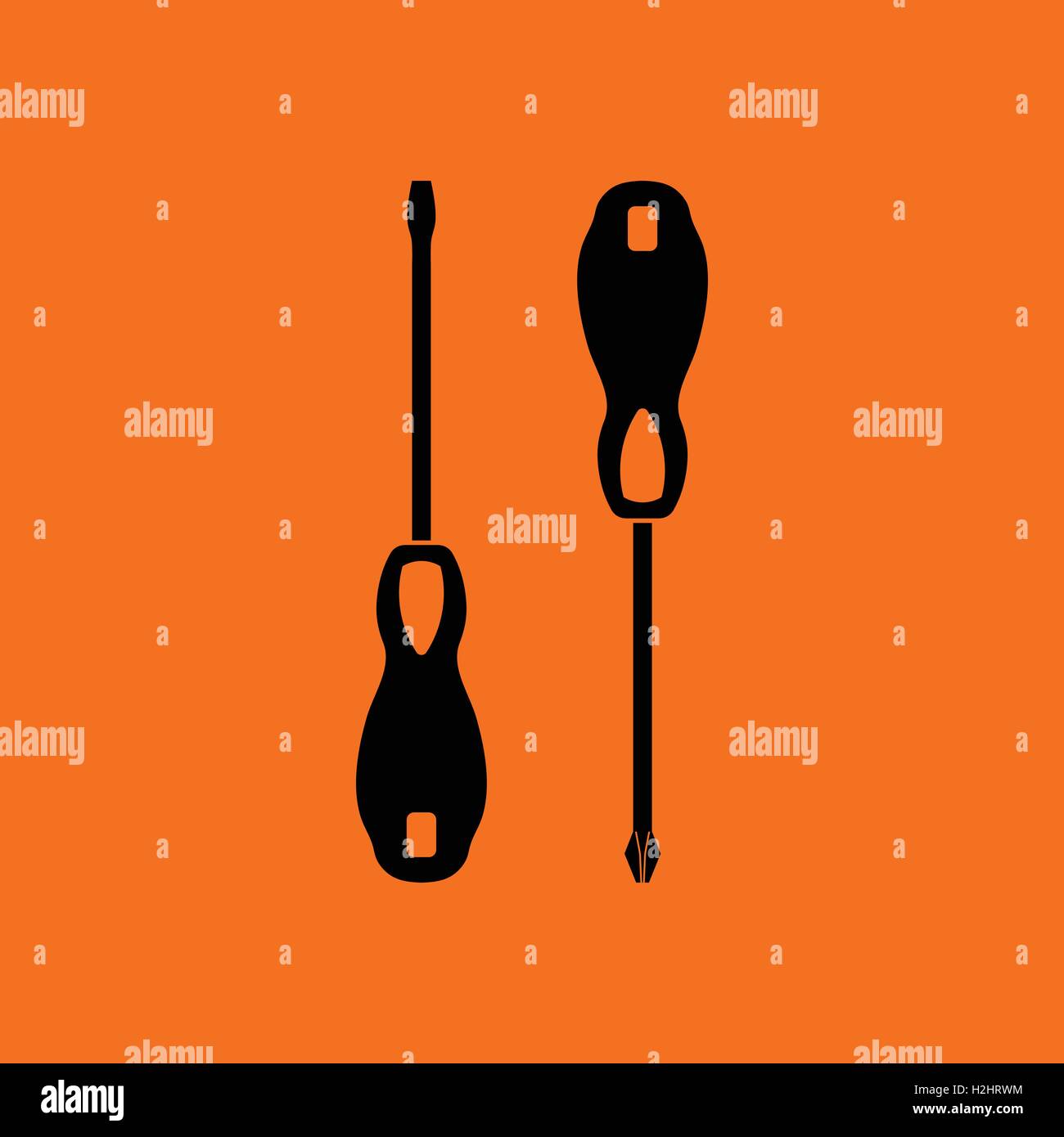 Screwdriver icon. Orange background with black. Vector illustration ...