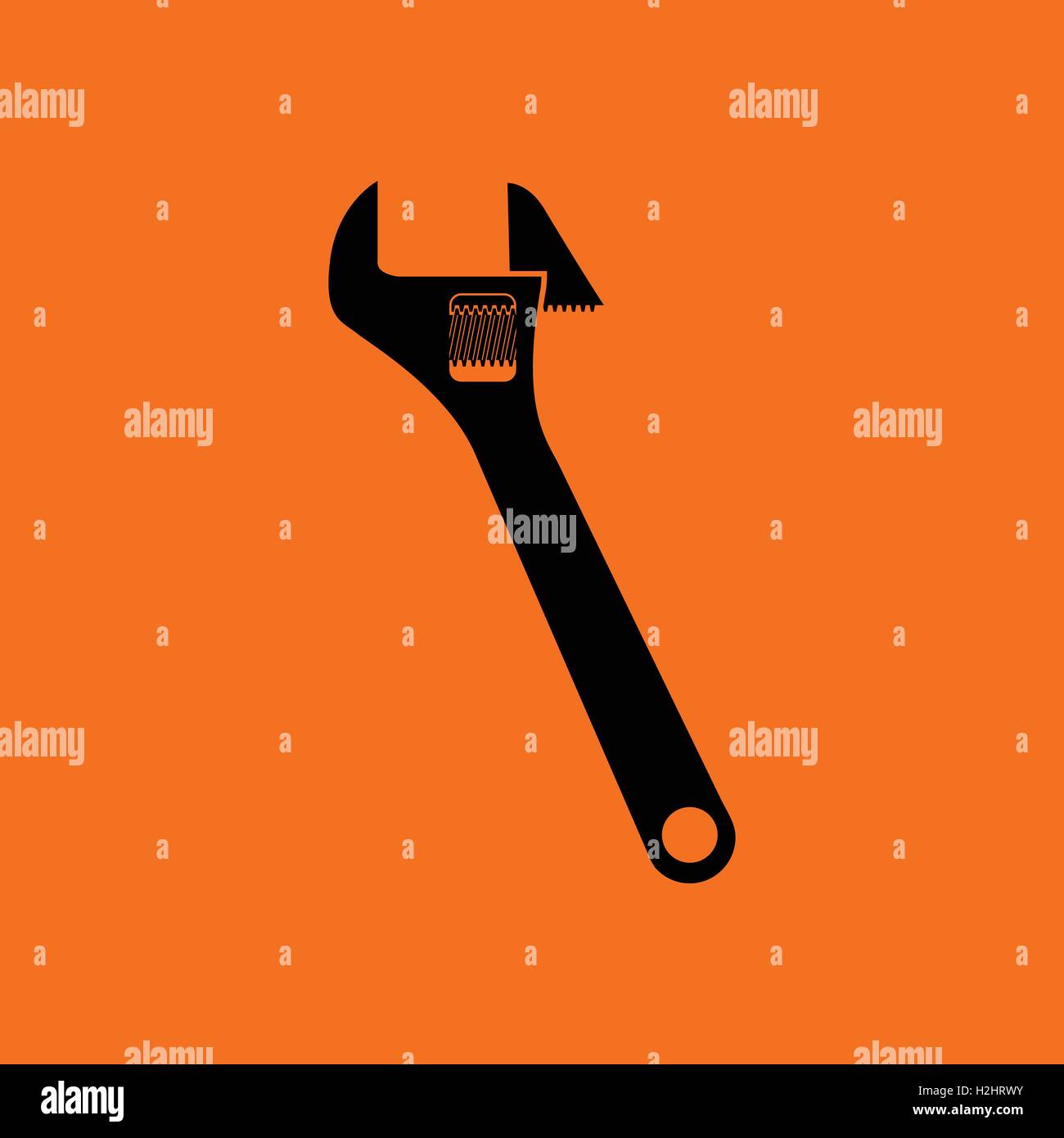 Adjustable wrench icon. Orange background with black. Vector ...
