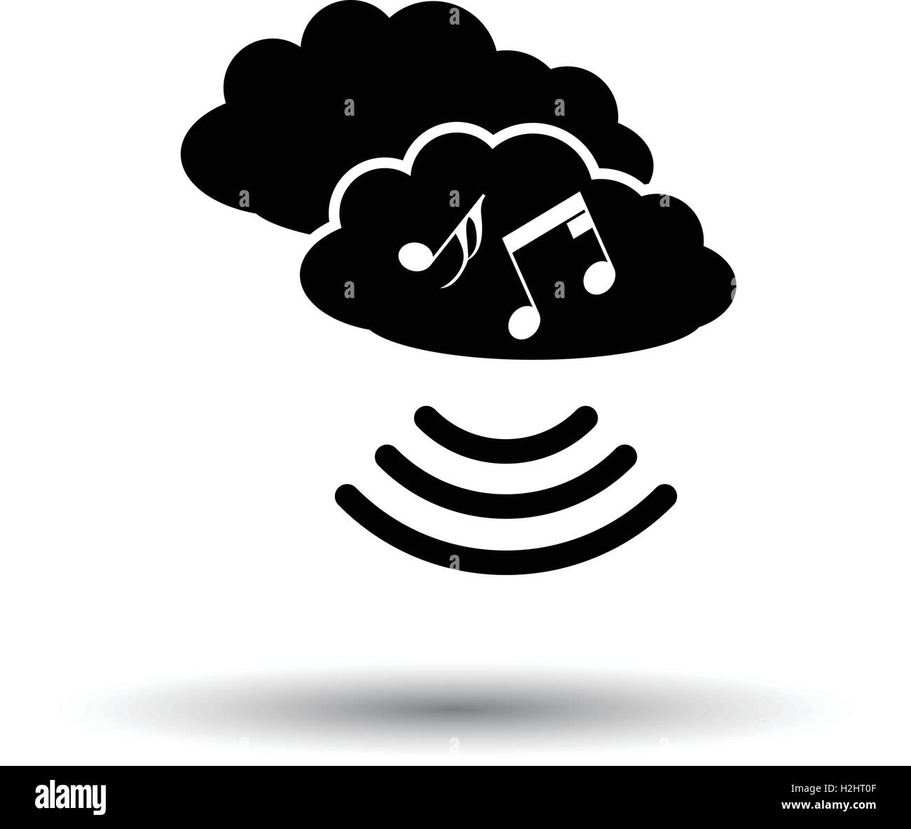 Music cloud icon. White background with shadow design. Vector ...