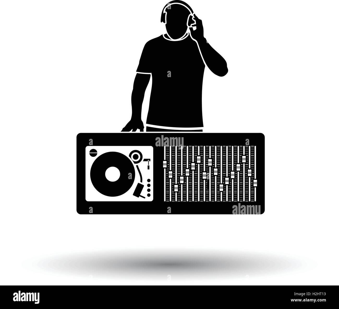 DJ icon. White background with shadow design. Vector illustration Stock ...