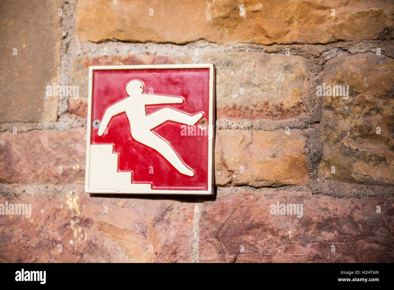 Warning Sign At Stairs High Resolution Stock Photography and Images - Alamy