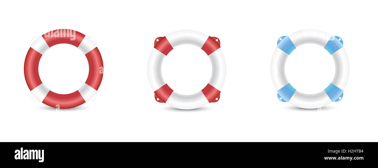 Set, life buoy isolated on white backgorund with shadow Stock Photo - Alamy