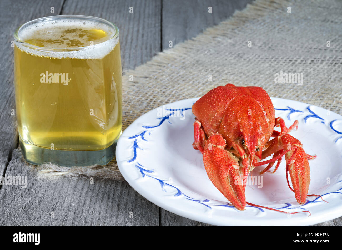 Cooked freshwater crayfish with beer Stock Photo - Alamy