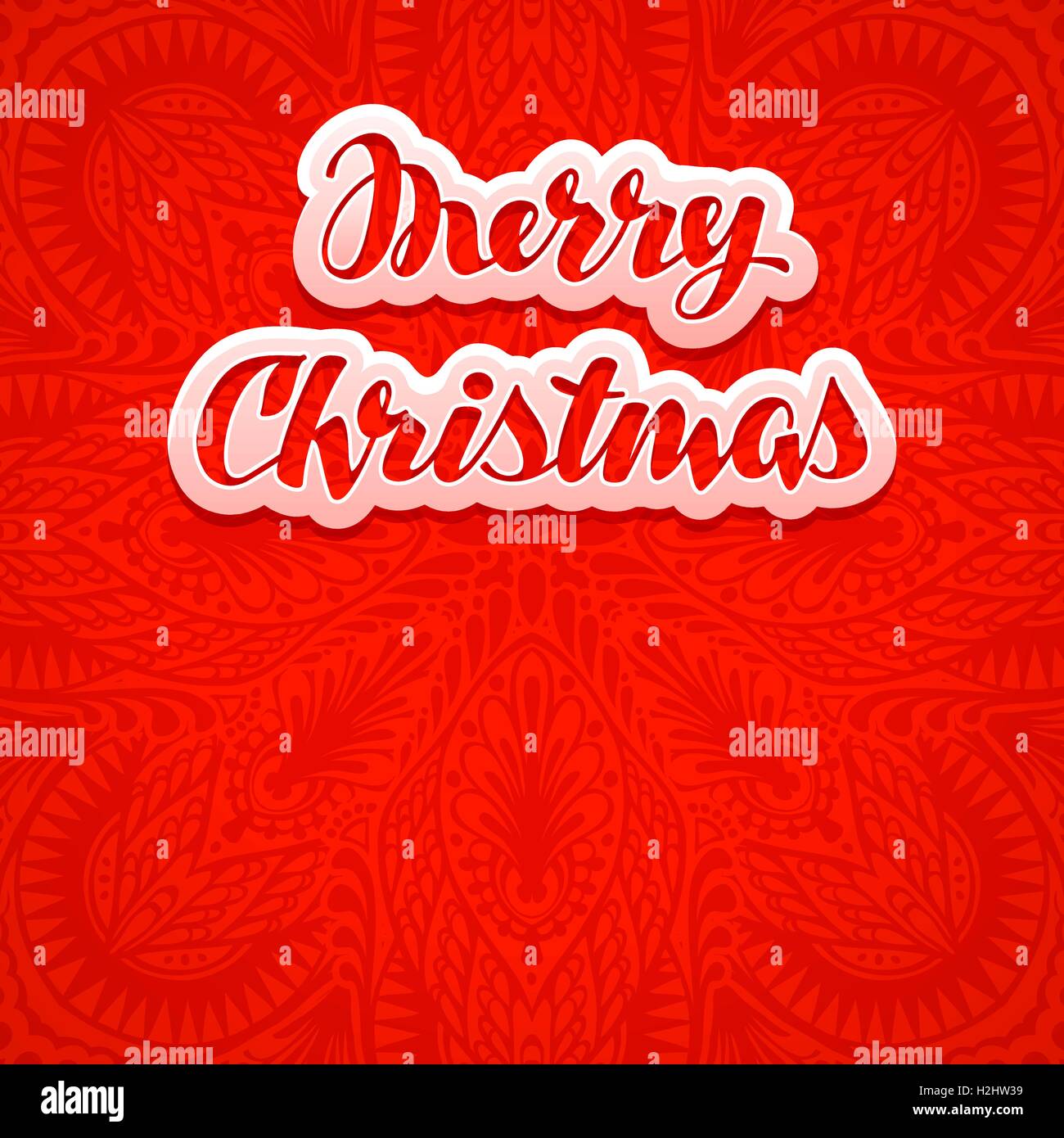 Beautiful text, lettering Merry Christmas on red color background ...