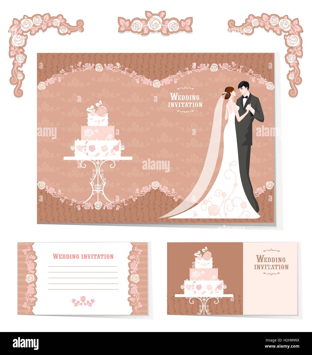 Set of wedding cards Stock Vector Image & Art - Alamy