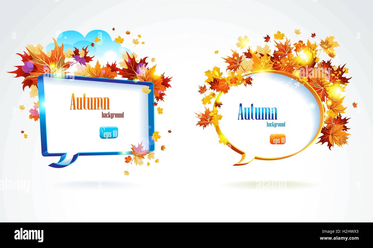 Speech bubble with autumn leaves Stock Vector Image & Art - Alamy