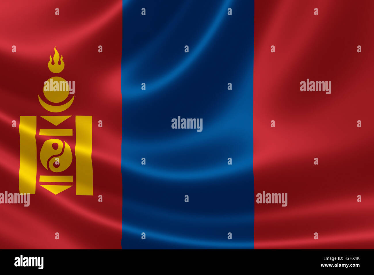 3D rendering of the flag of Mongolia on satin texture Stock Photo - Alamy