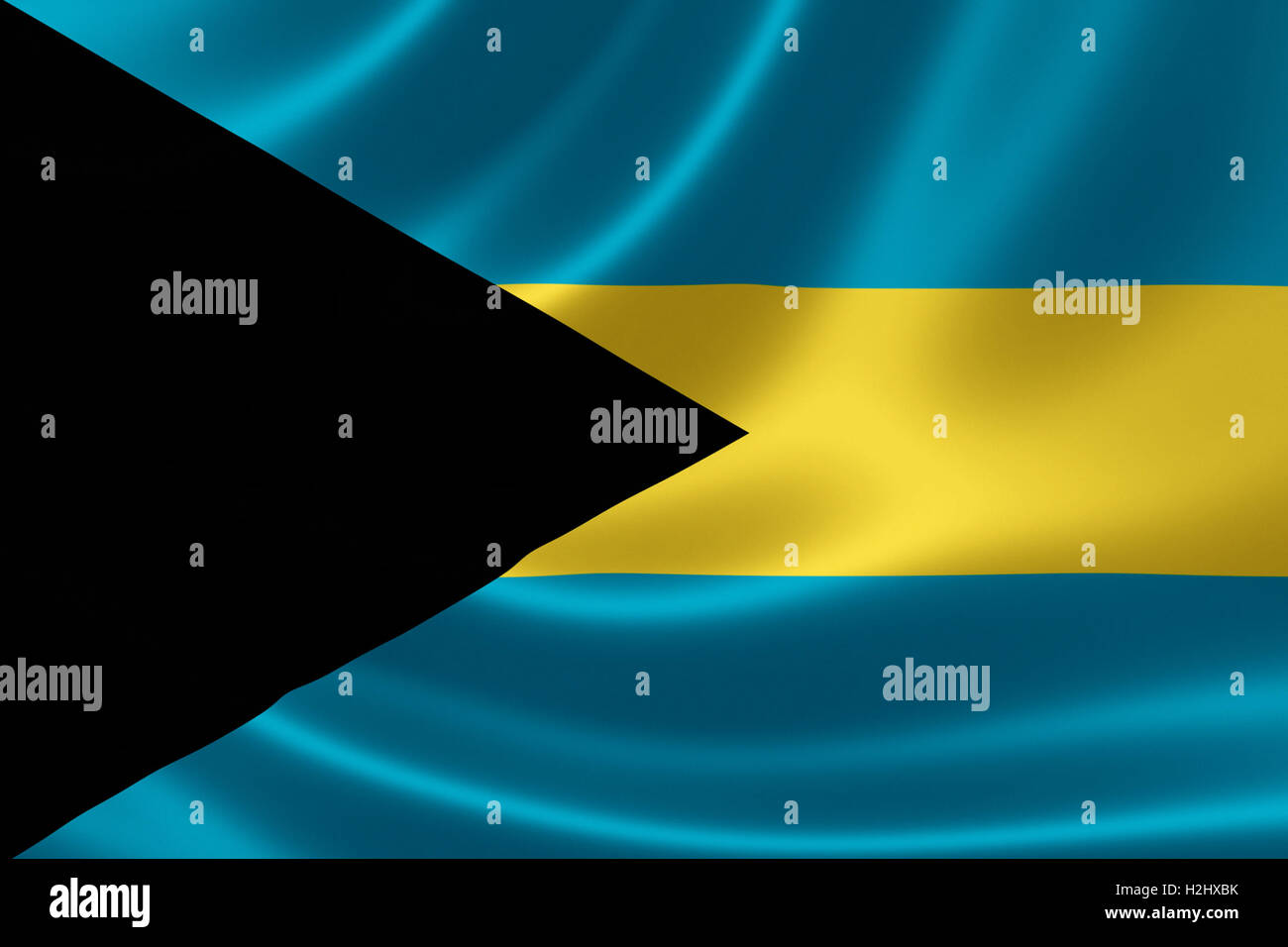 3D rendering of the flag of The Bahamas on satin texture. The Bahamas ...
