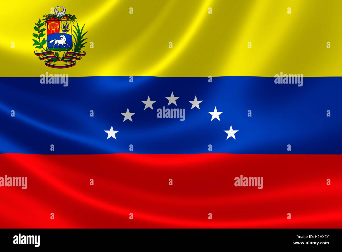 3D rendering of the variant flag of Venezuela with coat of arms on ...