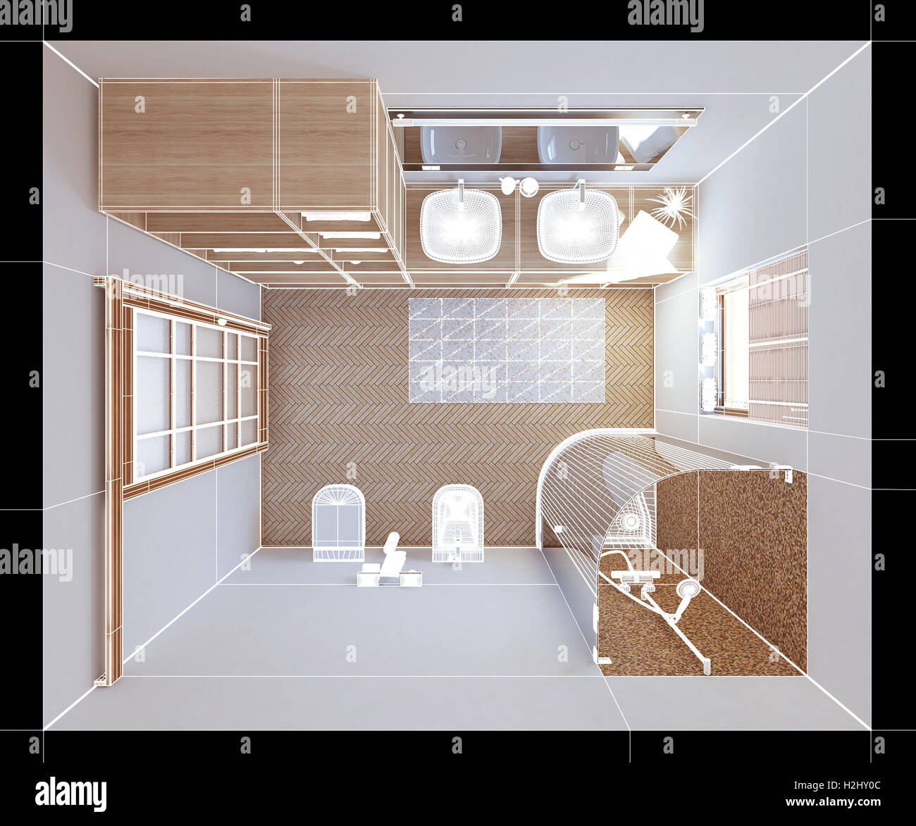3D interior rendering a modern bathroom Stock Photo - Alamy