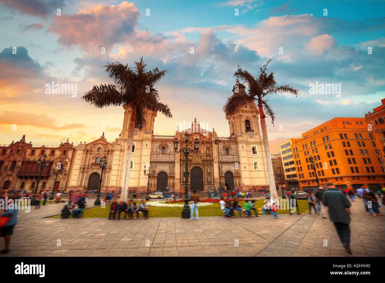 Panoramic view of Lima main square and cathedral church Stock Photo - Alamy