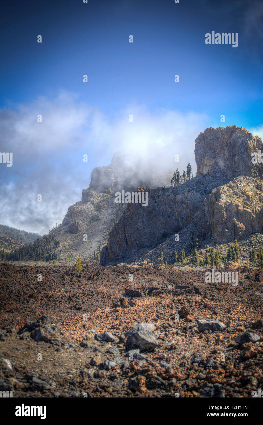 clouds rest on the mountains. Tenerife, Spain, Europe Stock Photo - Alamy