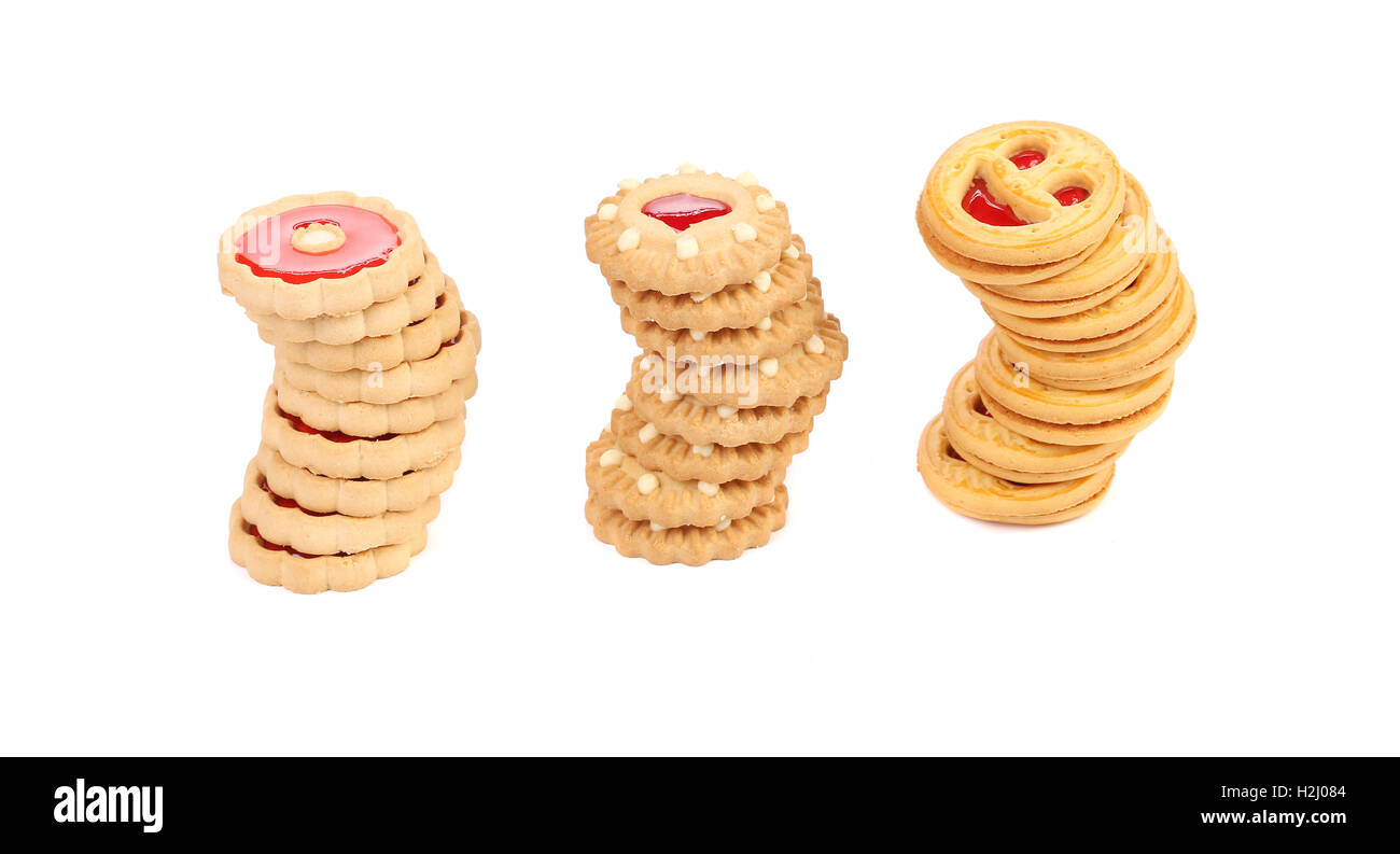 Three stacks of different biscuits Stock Photo - Alamy