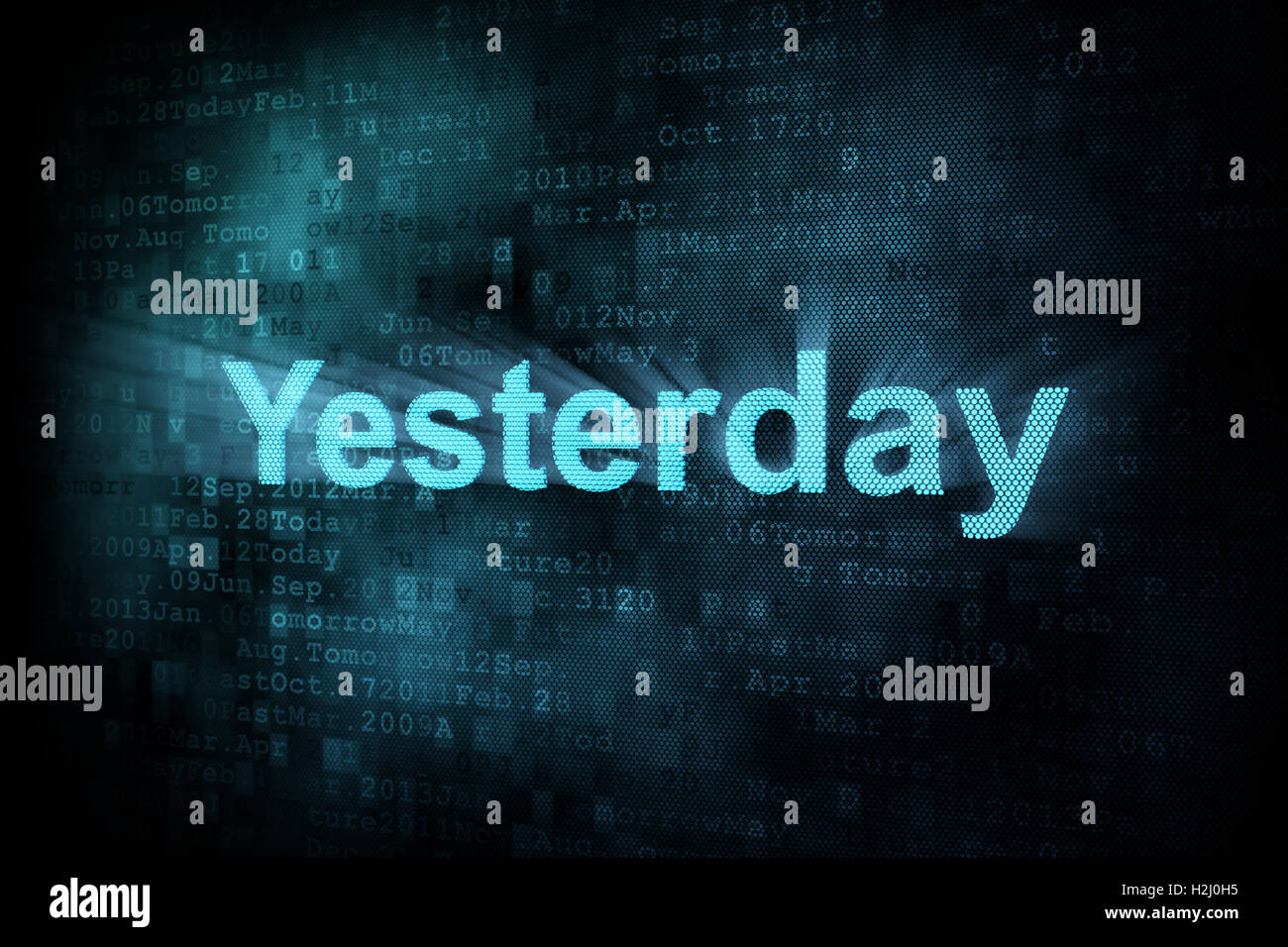 Timeline concept: pixeled word Yesterday on digital screen Stock Photo ...