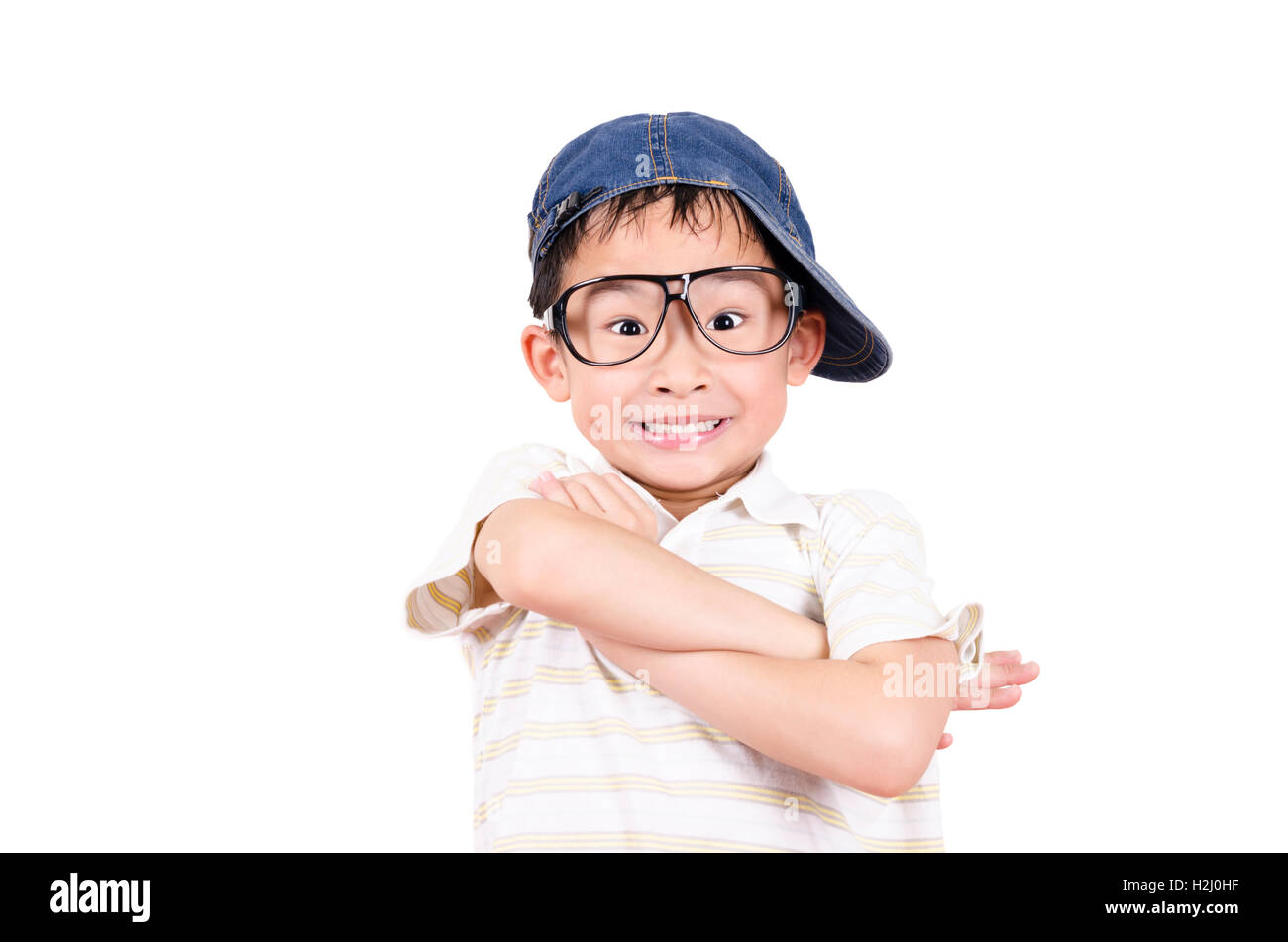 Cute little boy arm folded Stock Photo - Alamy