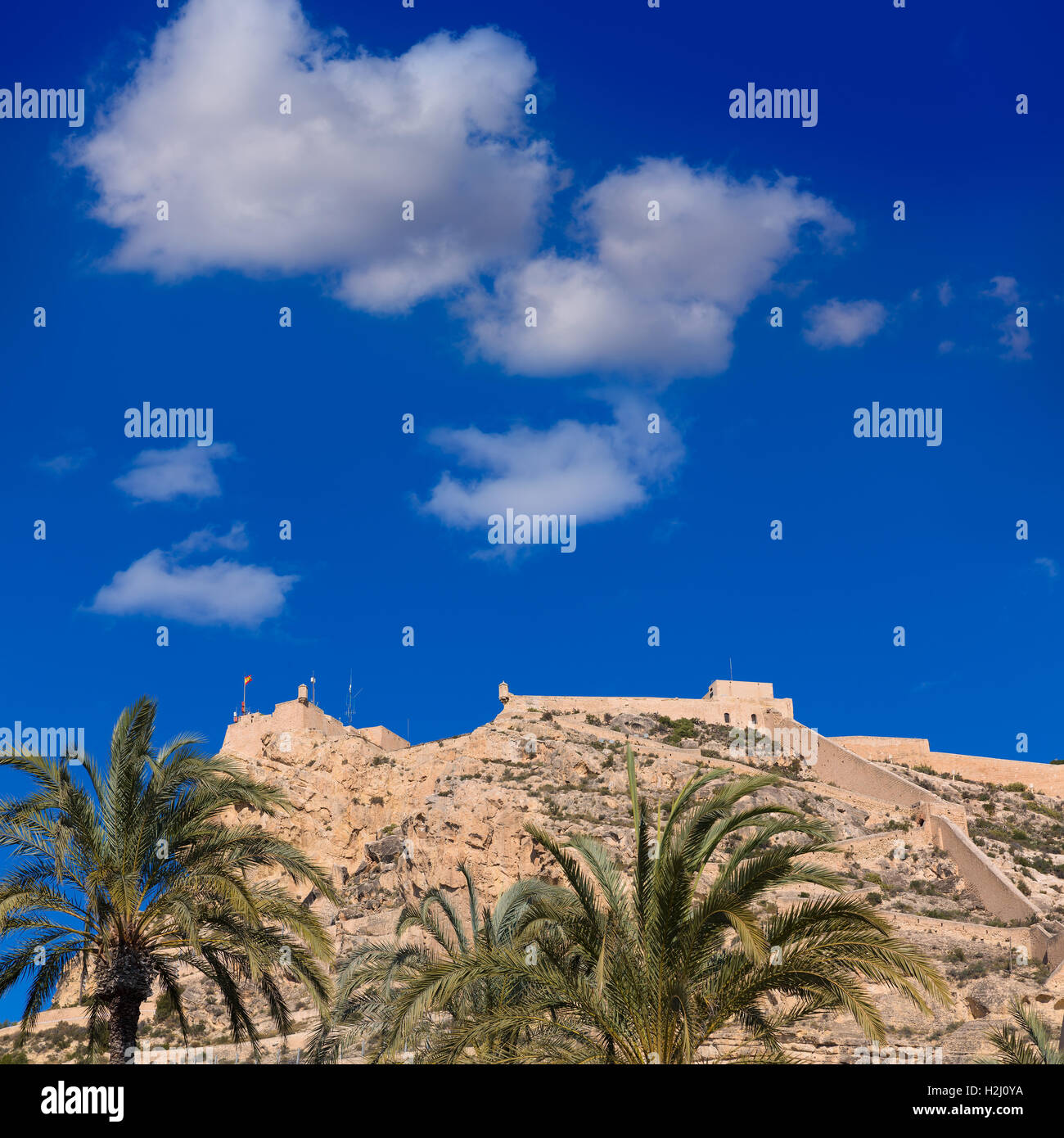 Alicante Santa Barbara castle in Mediterranean spain Stock Photo - Alamy