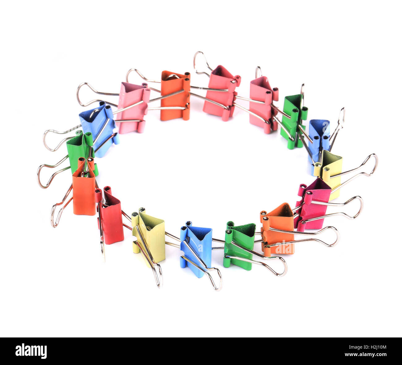 Colourful paper clips arranged into circle Stock Photo - Alamy