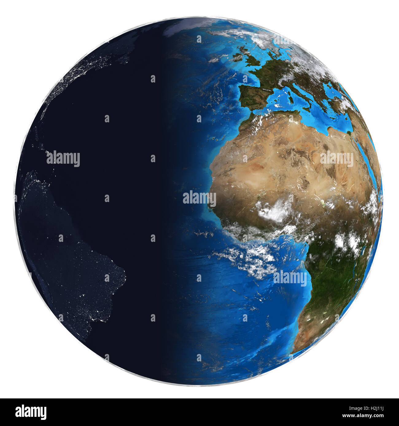 Photorealistic Earth. Day and night Stock Photo - Alamy