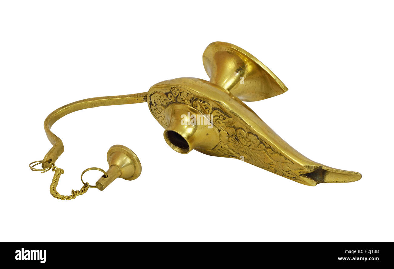 Gold genie lamp Stock Photo - Alamy