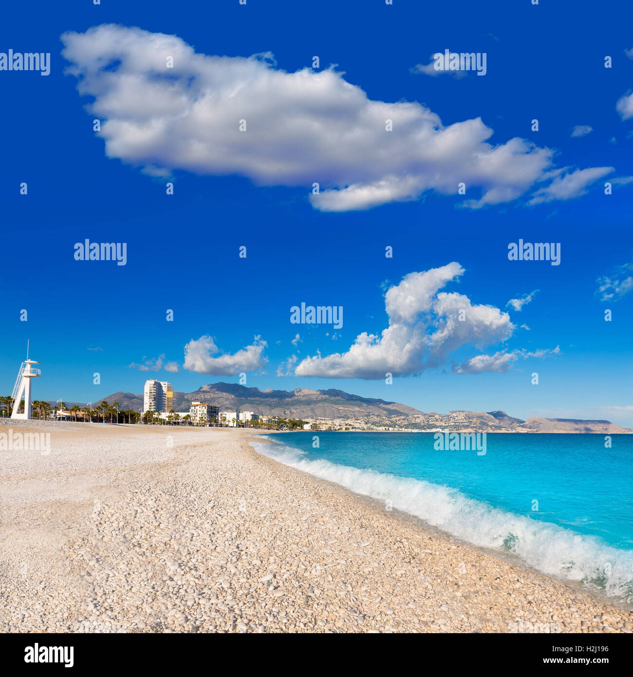 Altea Playa del Albir of white stones in Alicante Spain Stock Photo - Alamy
