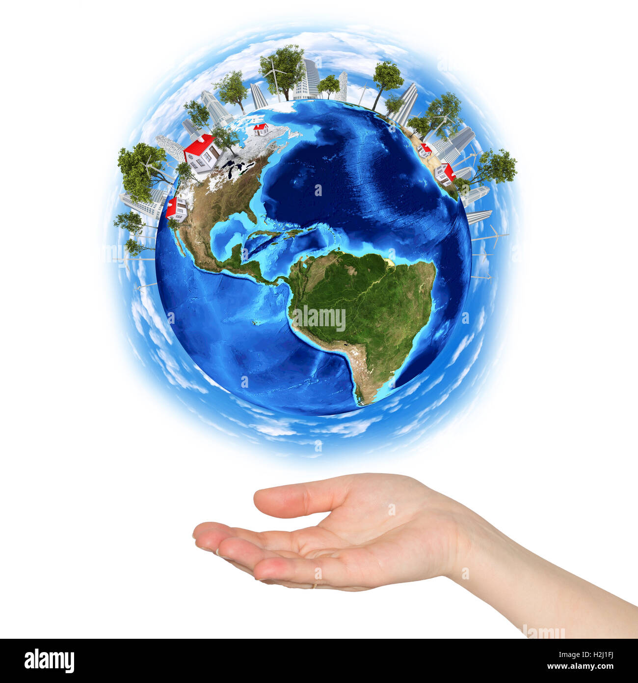 Hands holding earth Stock Photo - Alamy