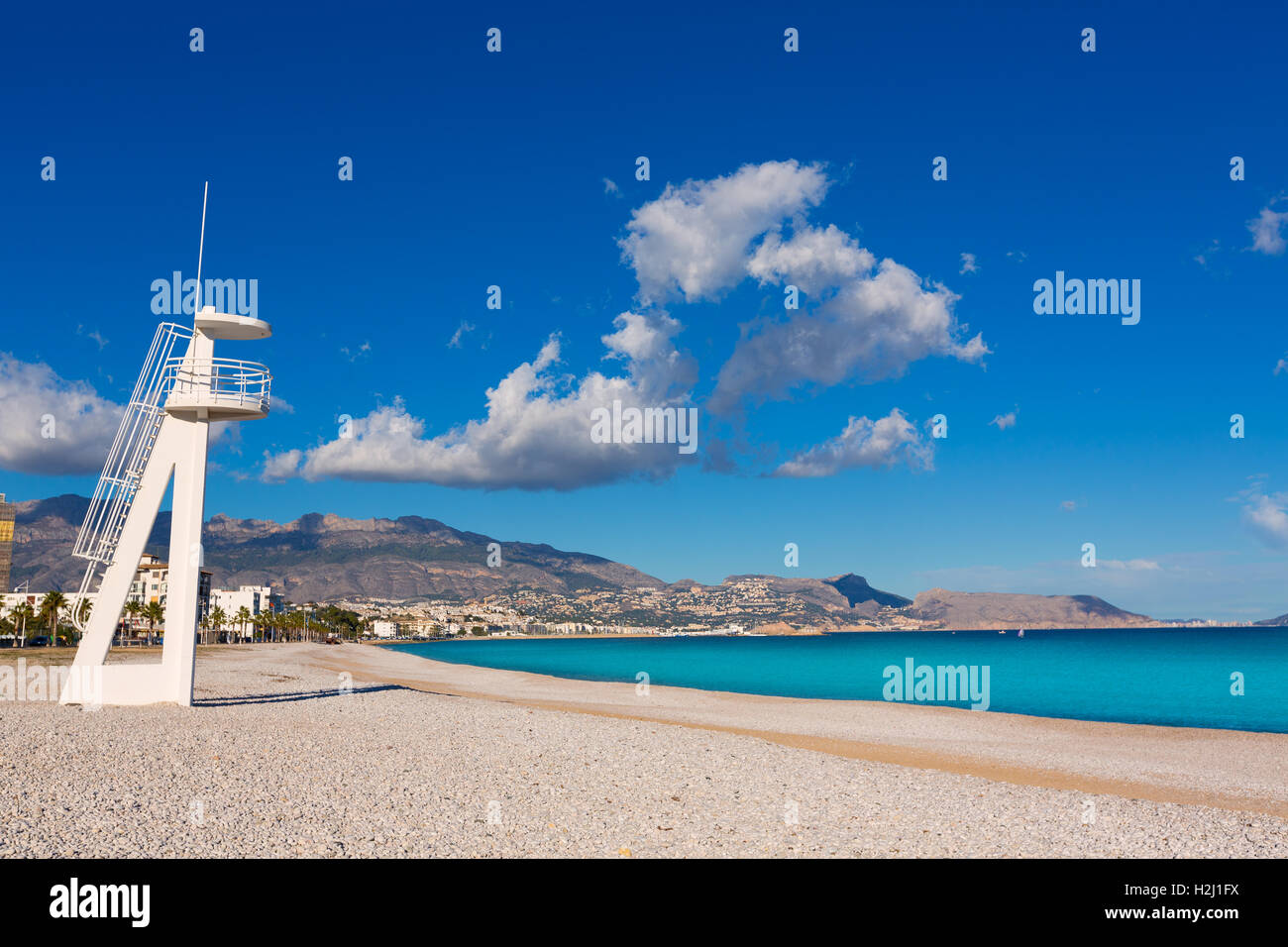 Altea Playa del Albir of white stones in Alicante Spain Stock Photo - Alamy