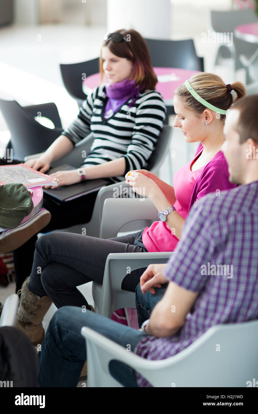 Group of college/university students during a brake Stock Photo - Alamy