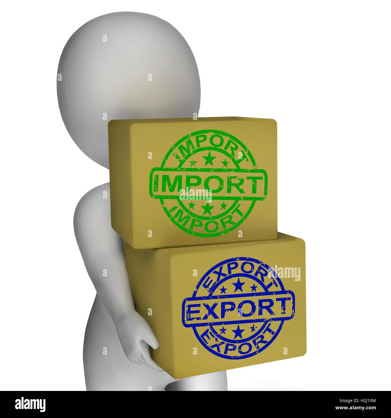 Import Export Boxes Mean Global Trade Importing And Exporting Stock ...