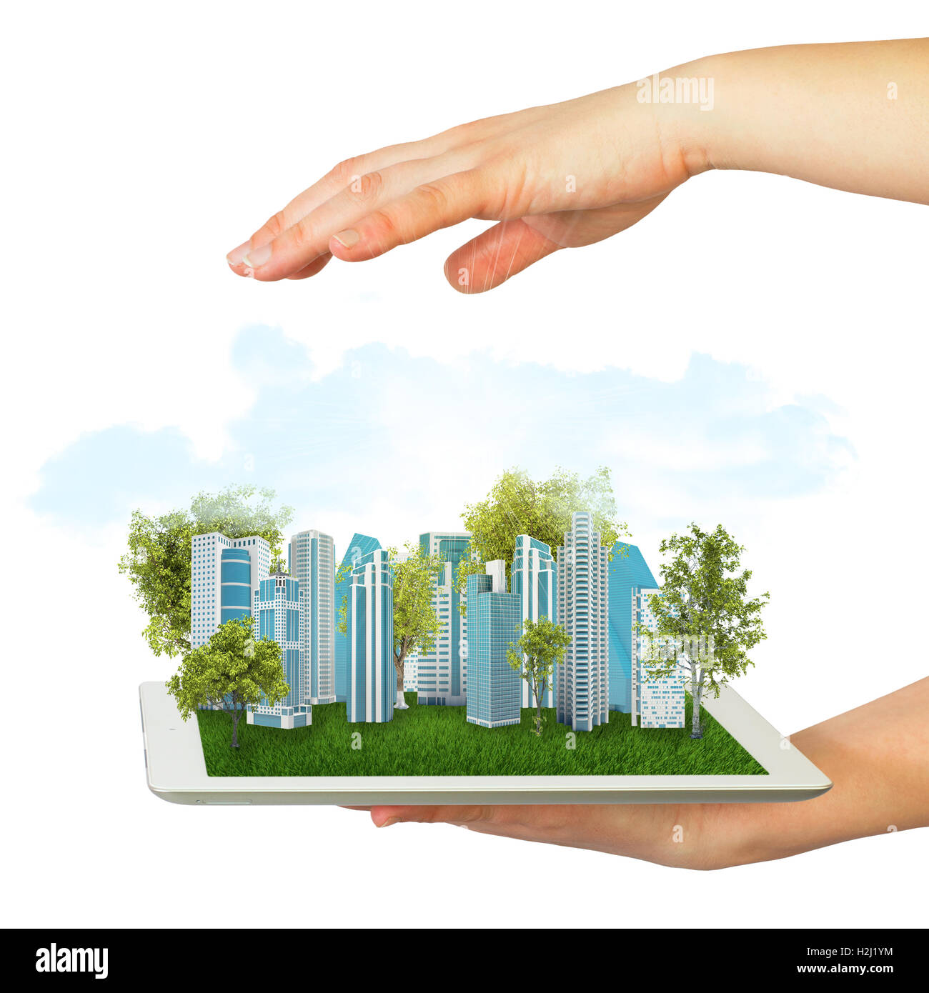 Hands holding tablet computer Stock Photo - Alamy