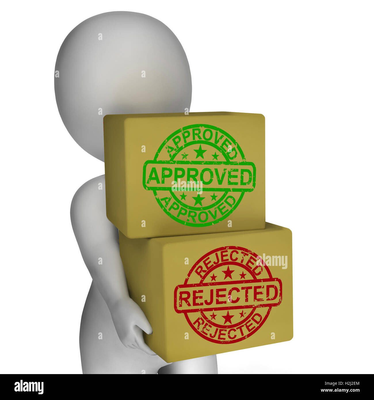 Approved Rejected Boxes Mean Product Tests Or Checking Quality Stock