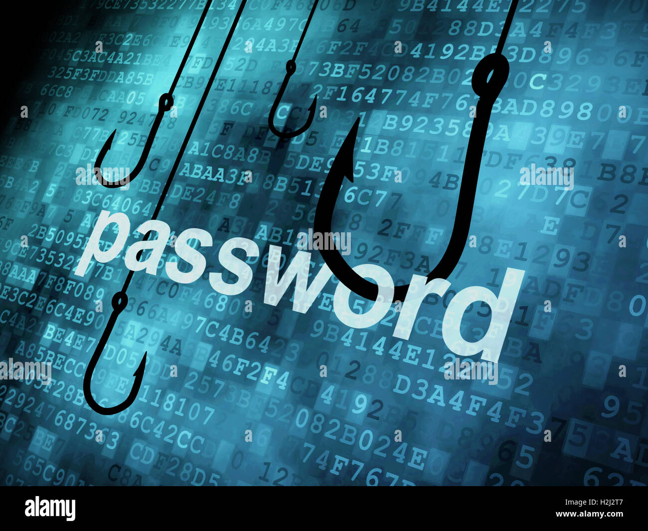 The word password hooked by fishing hook Stock Photo - Alamy