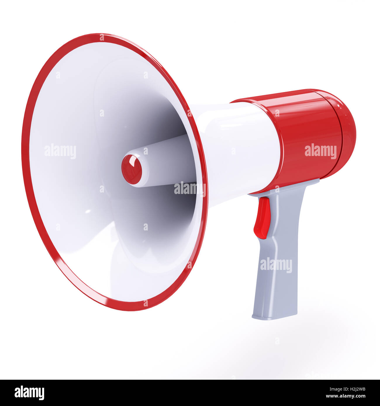 Red megaphone with red button Stock Photo - Alamy