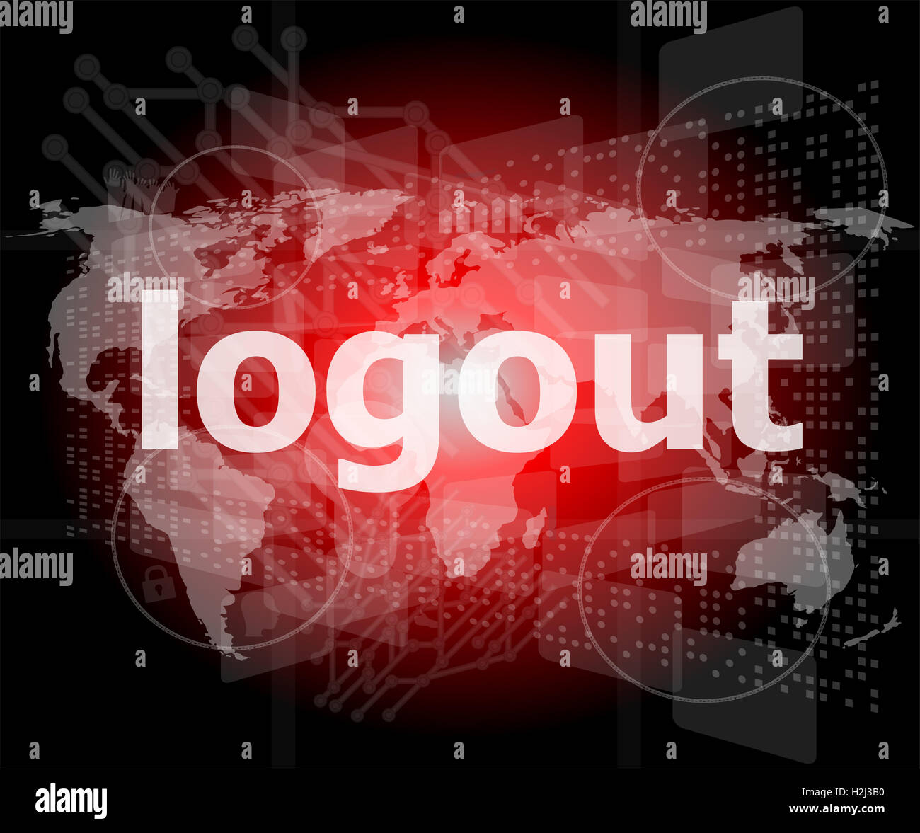 logout word, hi-tech background, digital business touch screen Stock ...