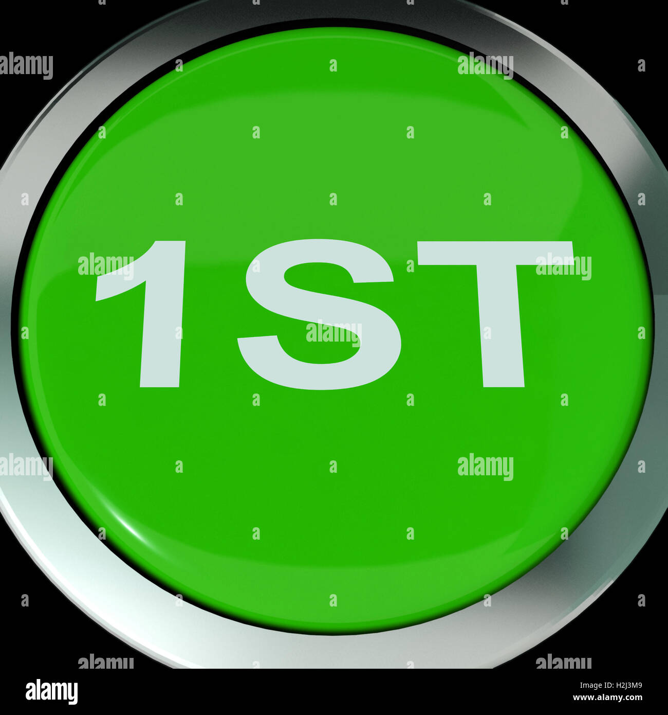 First Place Button Shows 1st Winner Reward And Success Stock Photo - Alamy