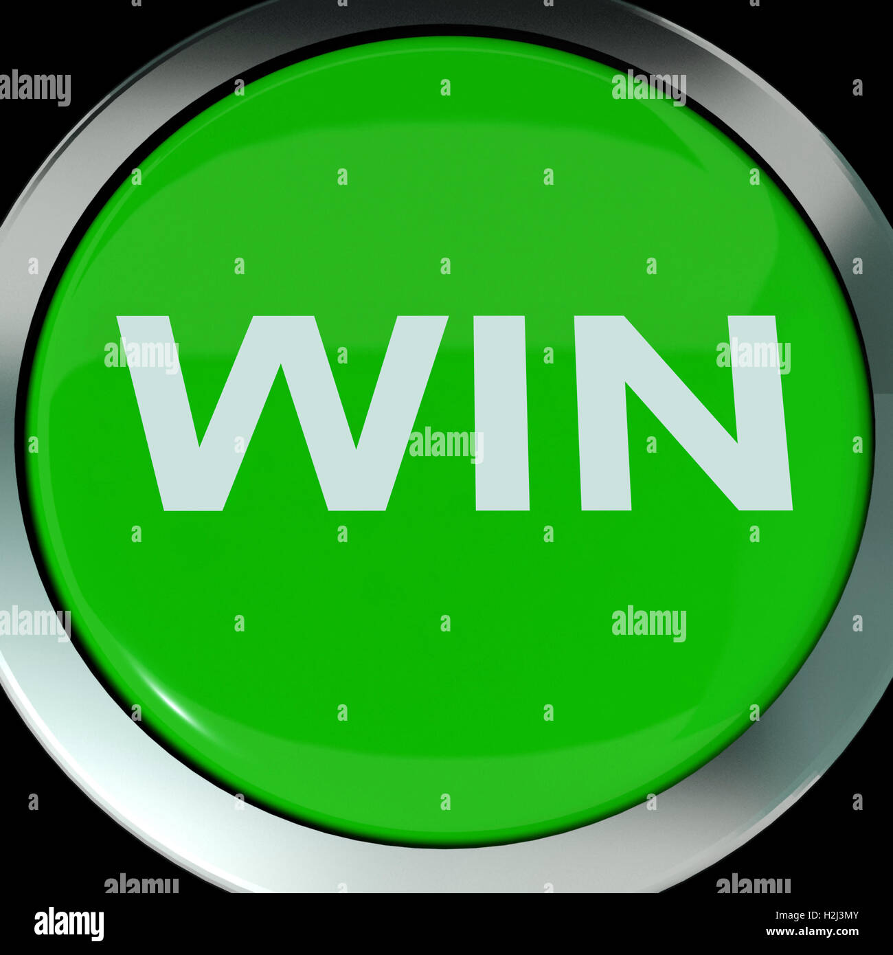 Win Button Shows Success Winner Victory And Champion Stock Photo - Alamy
