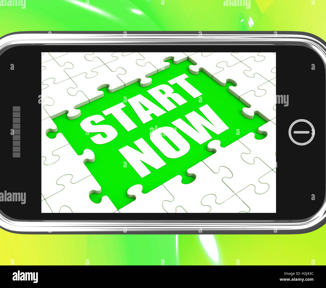 Start Now Tablet Means Begin Immediately Or Don't Wait Stock Photo - Alamy