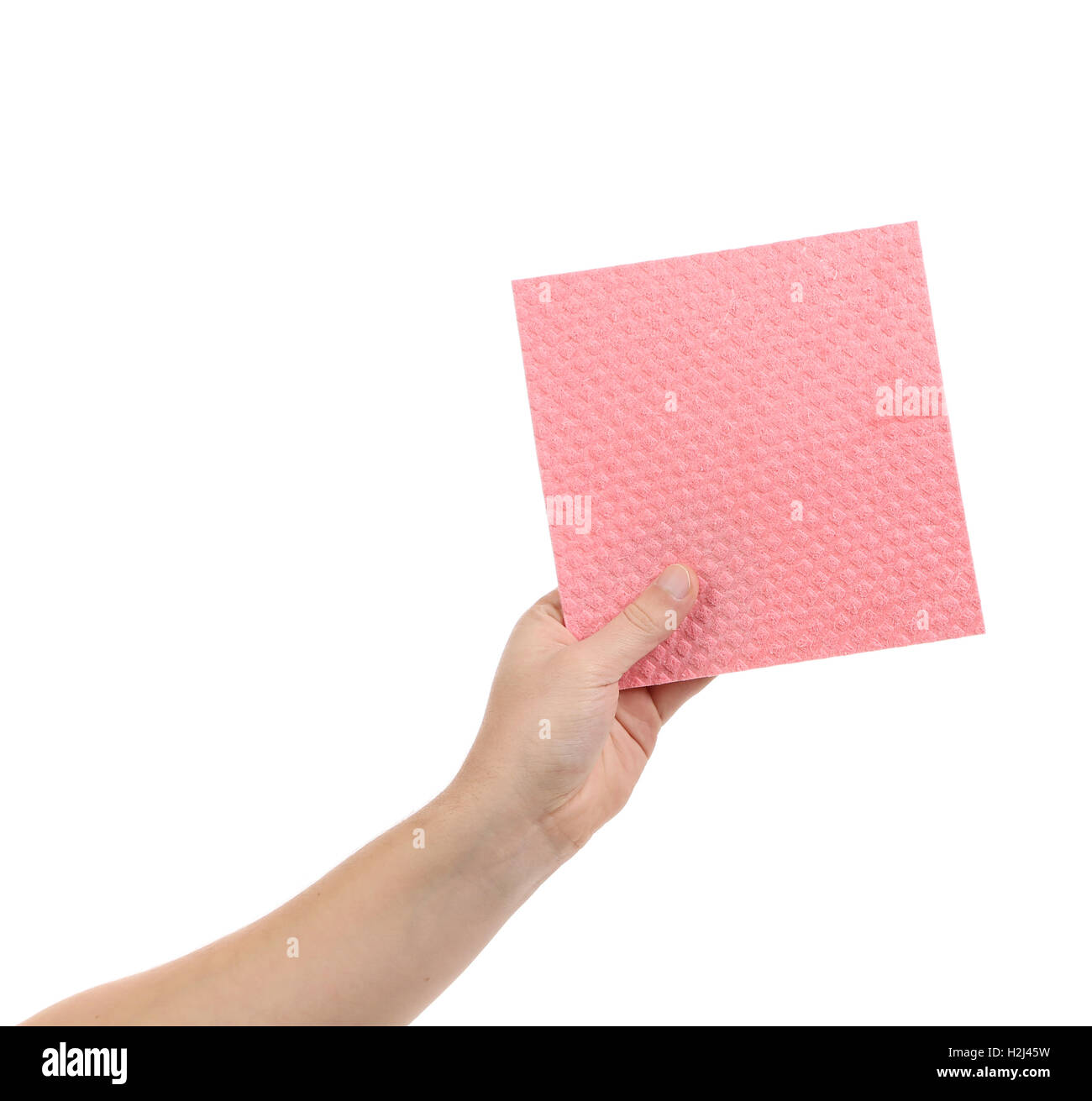 Hand with pink sponge Stock Photo - Alamy